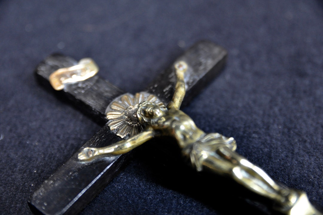 Unusual Antique French Coffin Cross - Mourning Crucifix - Crucifix ...