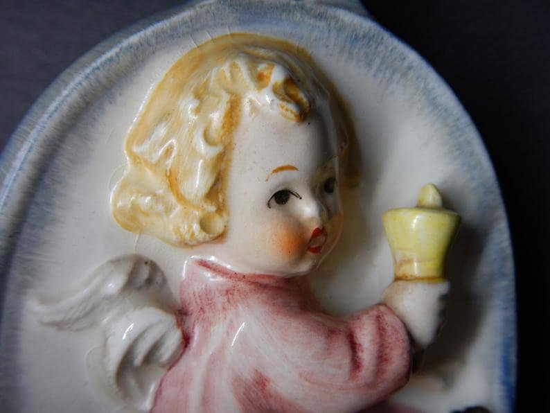Vintage Hummel Holy Water Font Mid Century Wall Holy Water Font Famous Hummel Porcelain Cherub ...