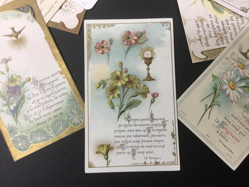 18 Gorgeous Antique French Holy Cards, Prayer Cards Some With Art ...
