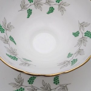Vintage Crown Staffordshire Eden Tea Cup and Saucer: Green Grapes, Gold ...