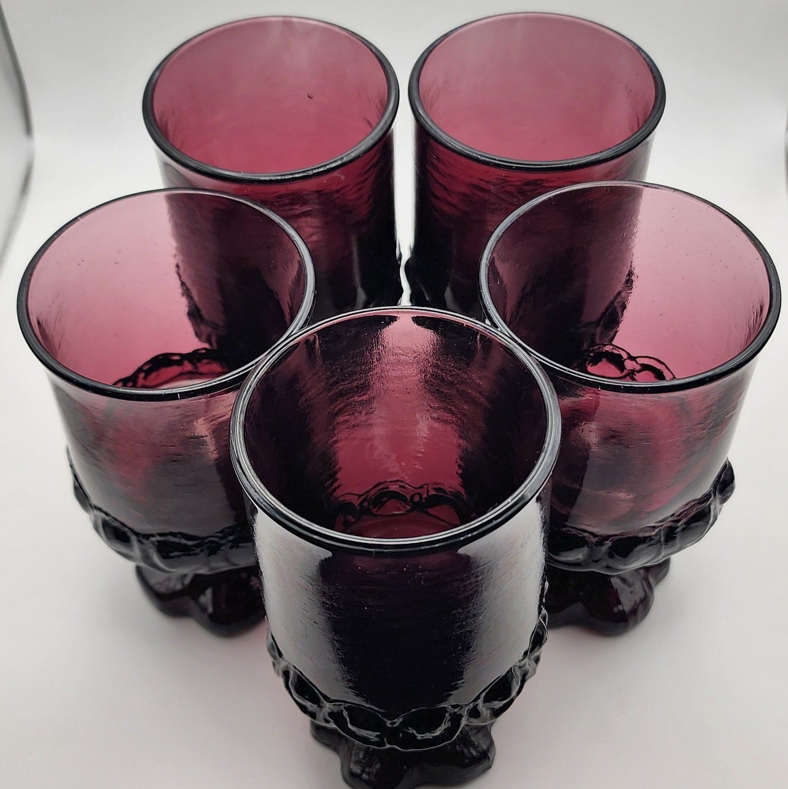 Set of 5 Vintage Tiffin Franciscan Madeira Plum Crystal 4 5/8 Juice ...
