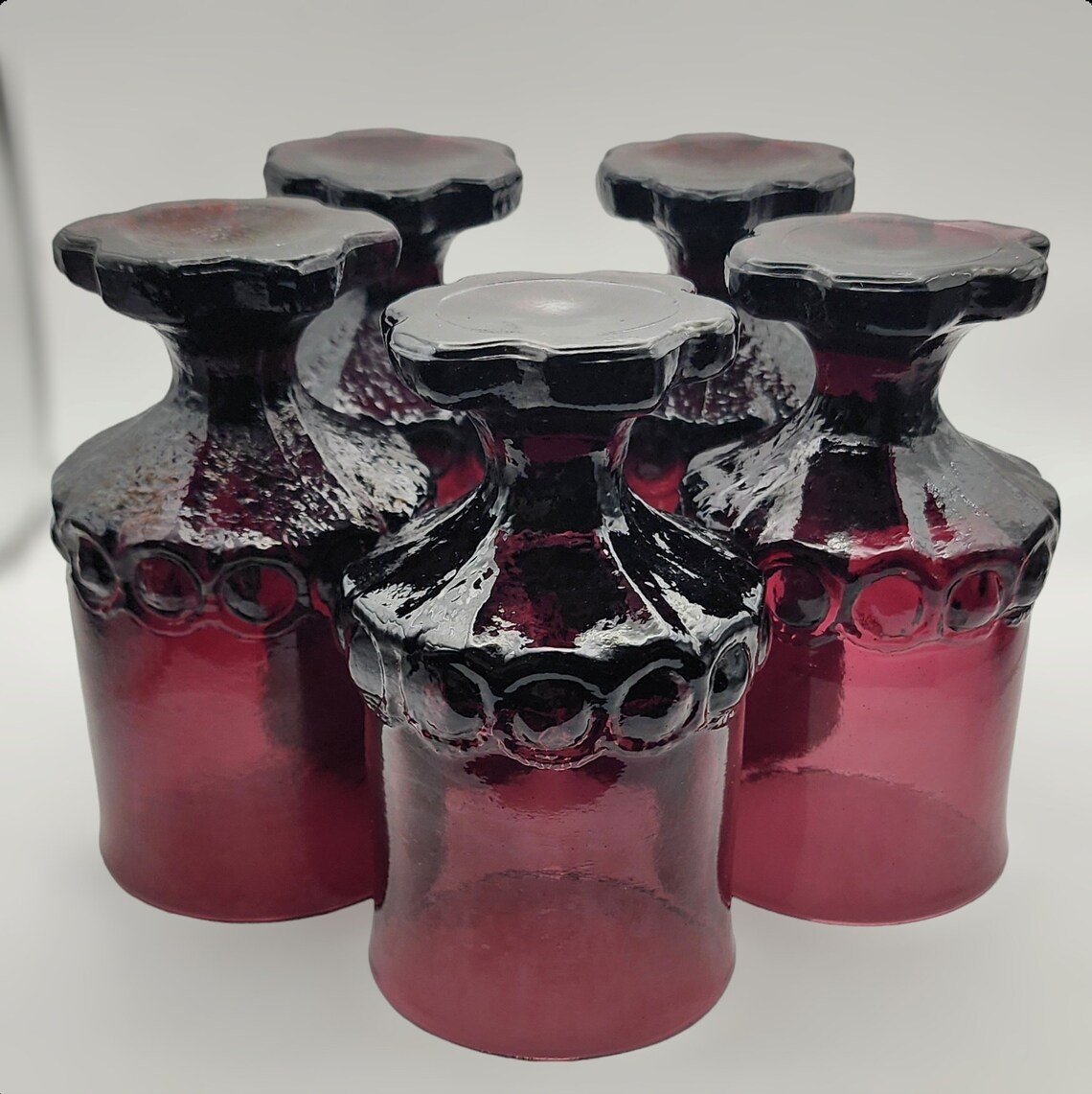 Set of 5 Vintage Tiffin Franciscan Madeira Plum Crystal 4 5/8 Juice ...