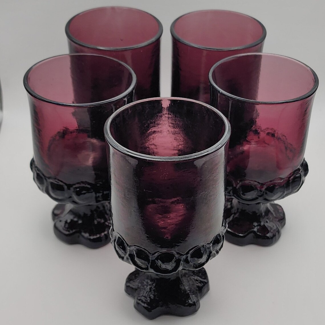 Set of 5 Vintage Tiffin Franciscan Madeira Plum Crystal 4 5/8 Juice ...