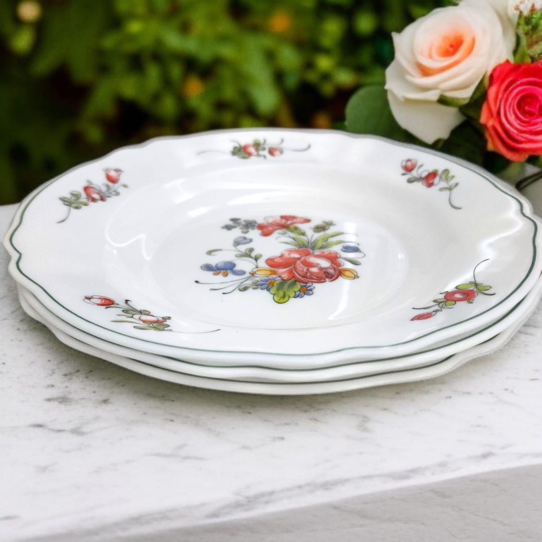 Set of 3 Arcopal France Provincial Pattern 9" Soup Large Rim Floral ...