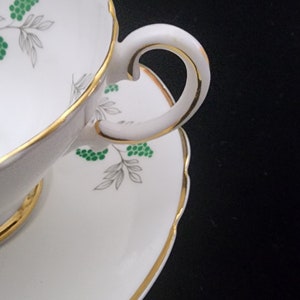 Vintage Crown Staffordshire Eden Tea Cup and Saucer: Green Grapes, Gold ...