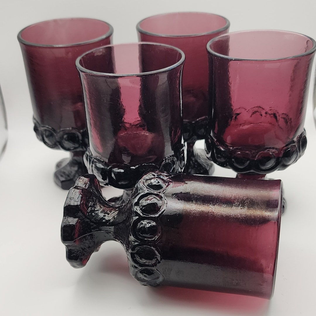 Set of 5 Vintage Tiffin Franciscan Madeira Plum Crystal 4 5/8" Juice ...
