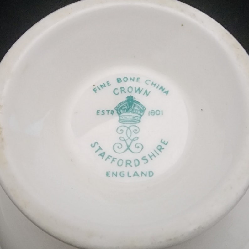 Vintage Crown Staffordshire Eden Tea Cup and Saucer: Green Grapes, Gold ...
