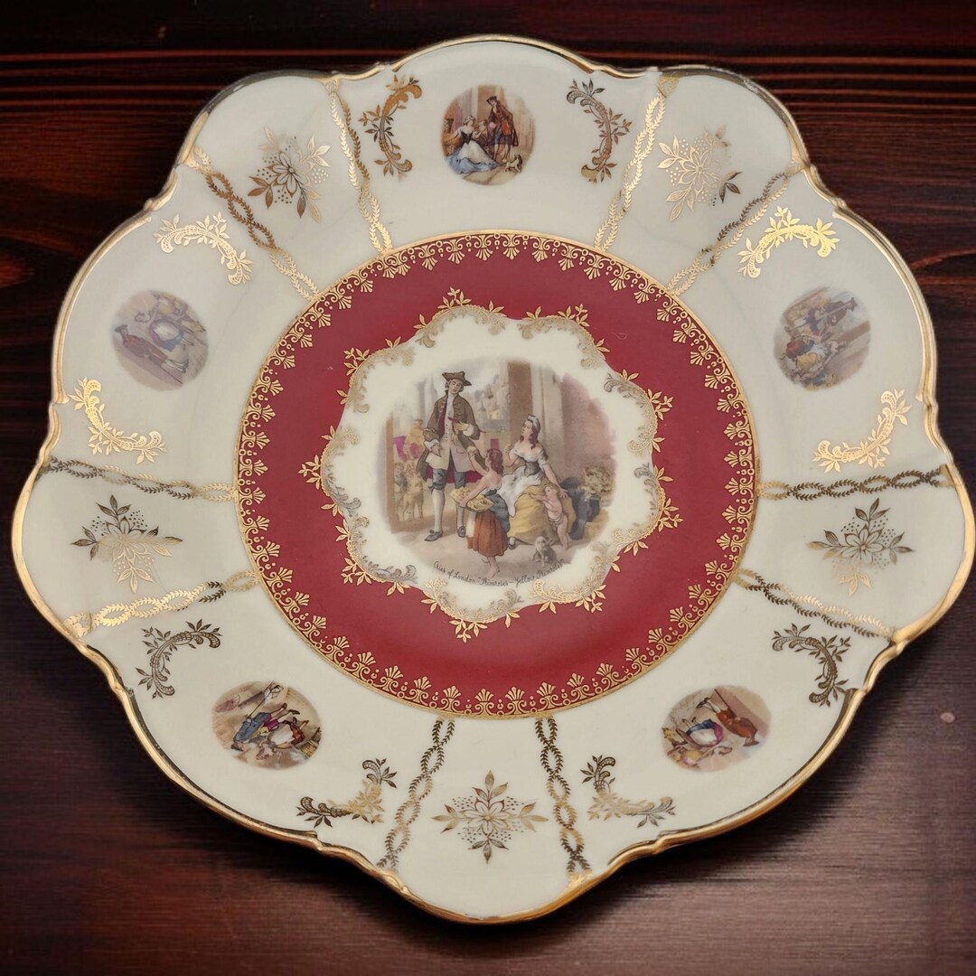 Vintage Zeh Scherzer Bavarian 9.5” Red Plate 'cries of London Yellow ...