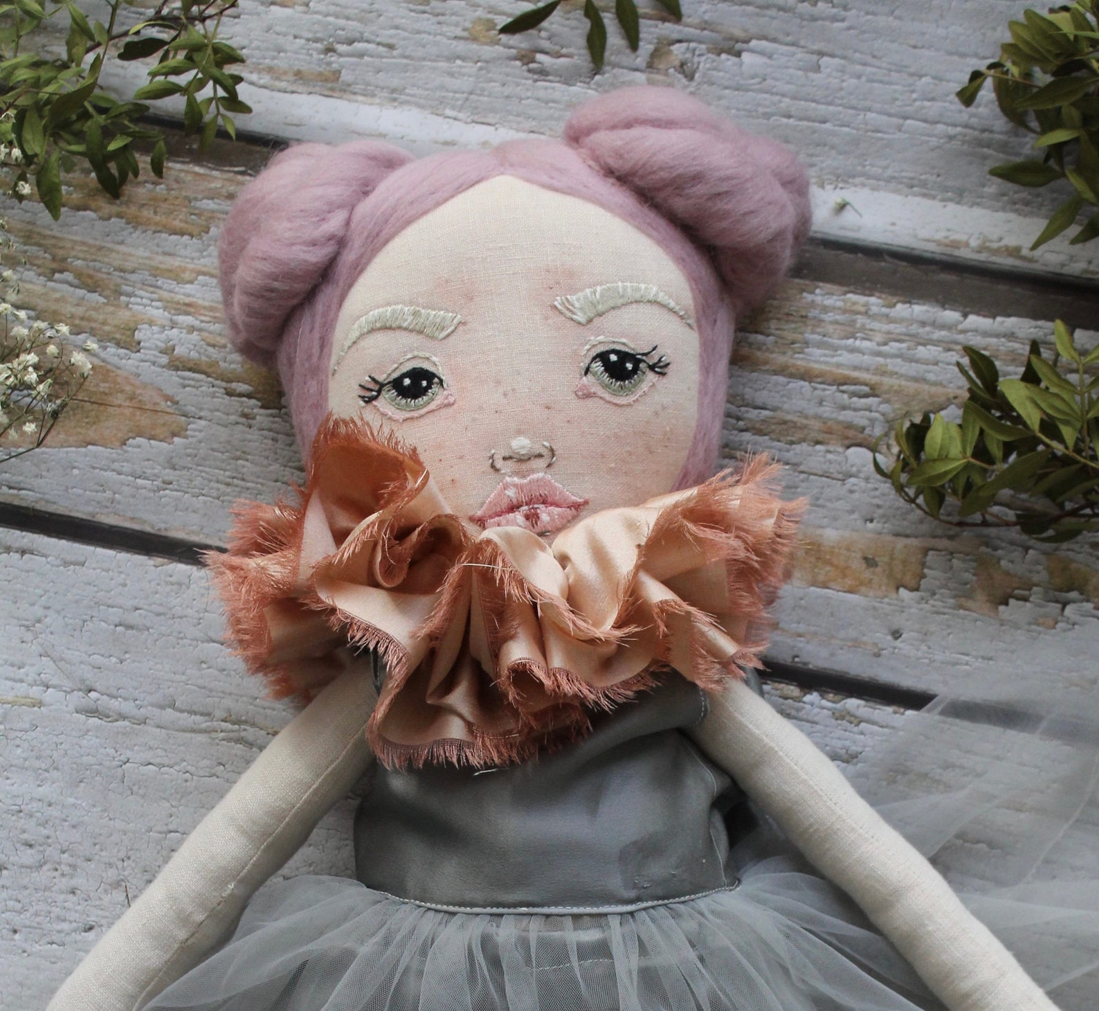 Cloth 20 Inches Doll, Handmade Personalized Rag Doll With Embroidered ...