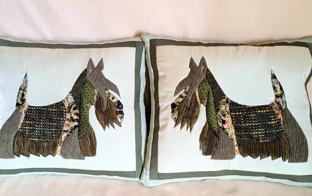 Decorative Pillow With Scottie Dog Appliqué - Etsy
