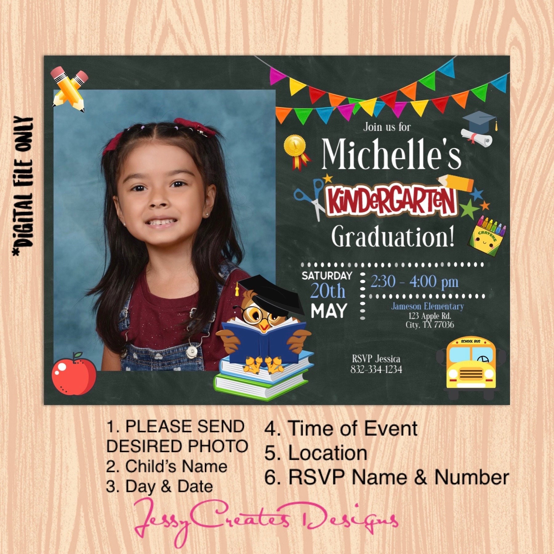Kindergarten Graduation Graduation Invitation Digital ONLY - Etsy