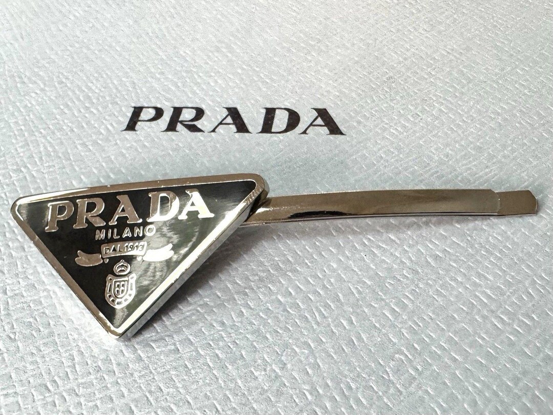 Prada Triangle Silver Black Metal Brooch 3 Hair Clip - Etsy