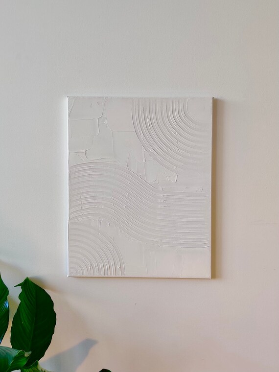 Canvas Wall Art Textured White Abstract | Etsy