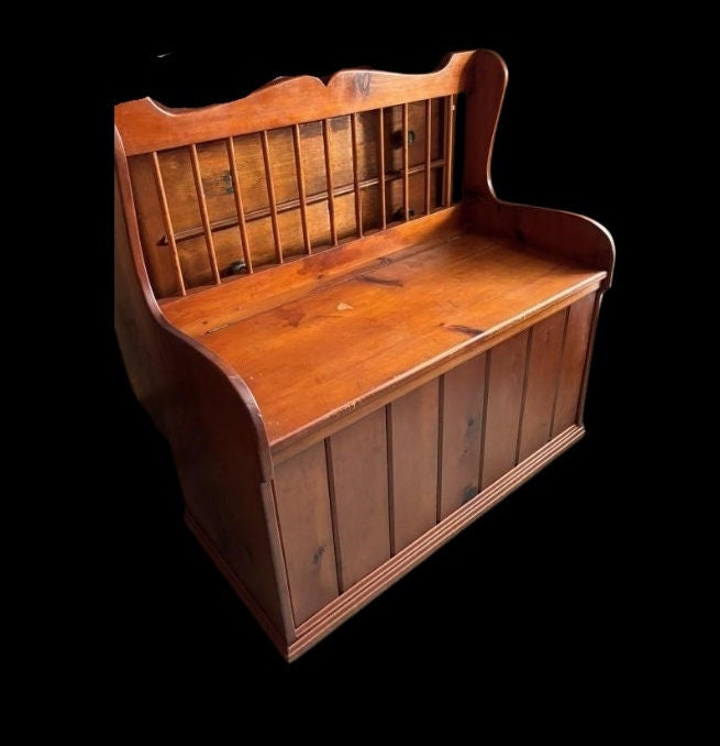 Farmhouse Rustic Bench With Storage Cottage Bench Mud Room Bench Pine ...