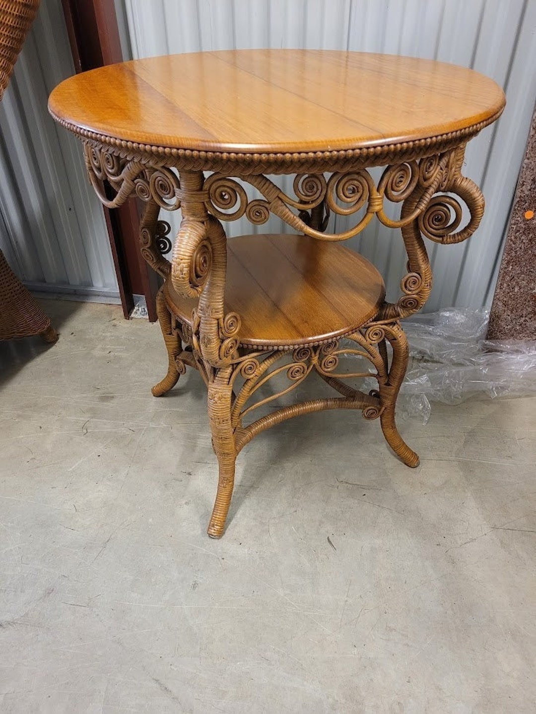 Vintage Wicker and Wood End Table Circa 1970's - Set of 2 - Etsy