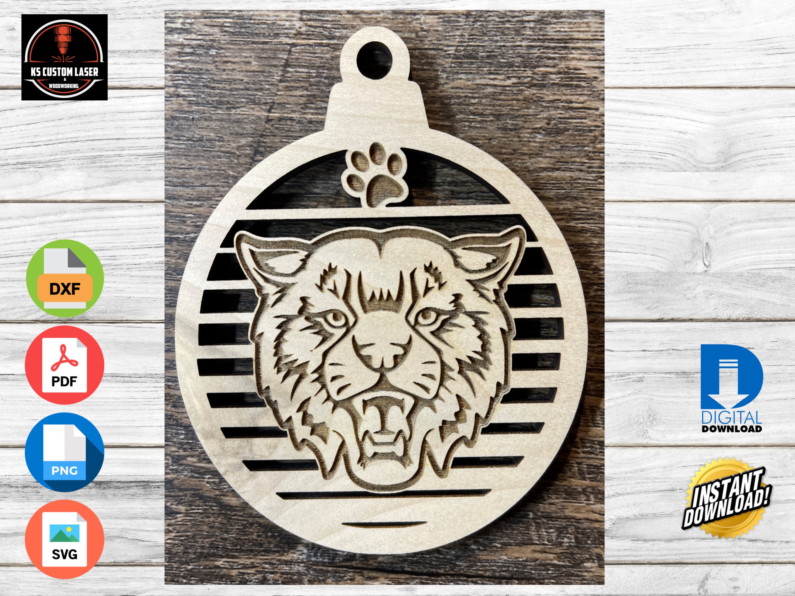 Wildcat Christmas Ornament Digital Print / Cut File for CNC, Cricut ...