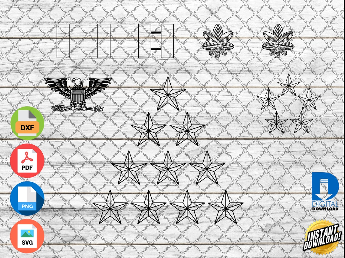US Army Rank Insignia Package Print / Cut Files for CNC, Cricut ...