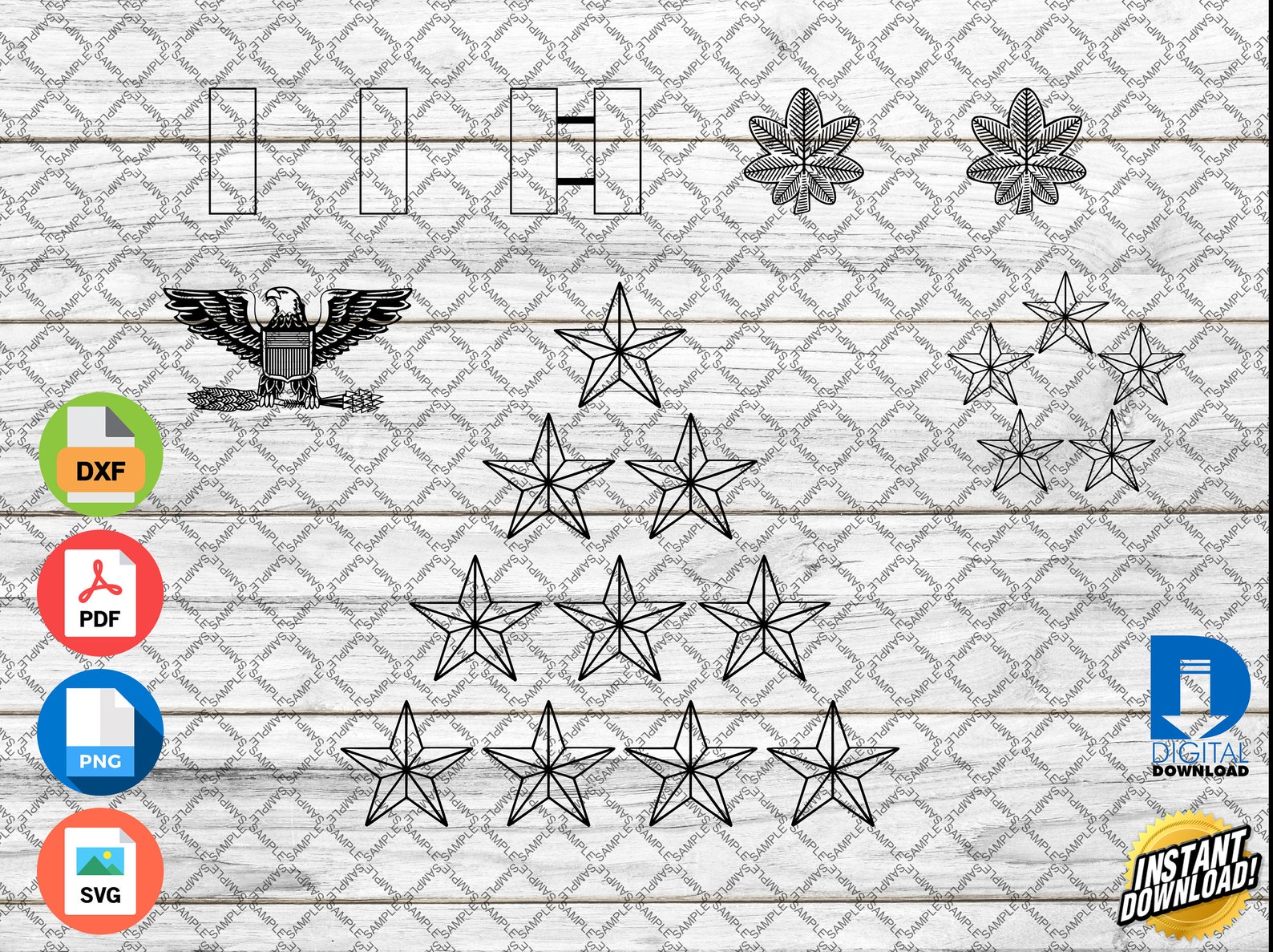 US Army Rank Insignia Package Print / Cut Files for CNC, Cricut ...