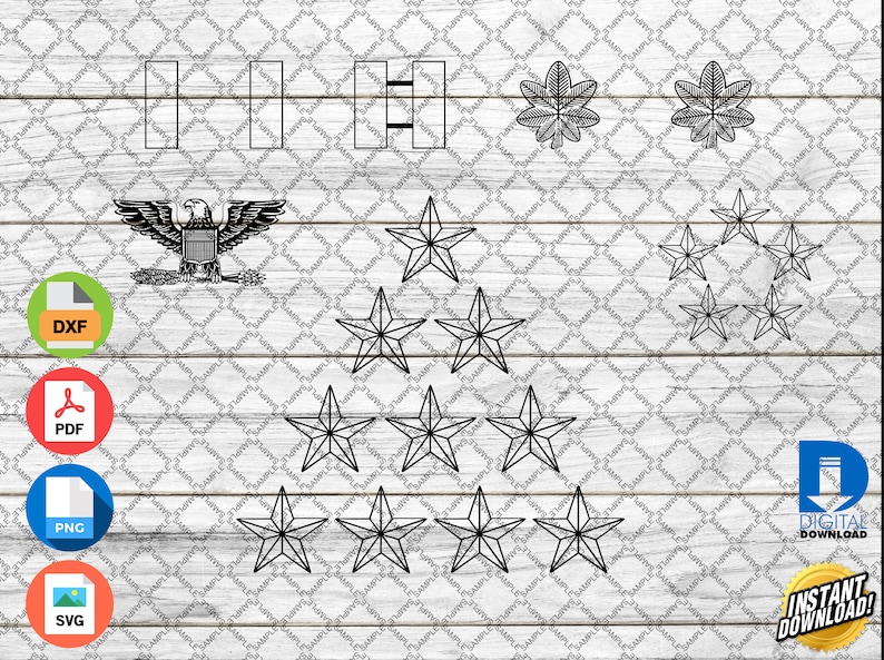 US Army Rank Insignia Package Print / Cut Files for CNC, Cricut ...