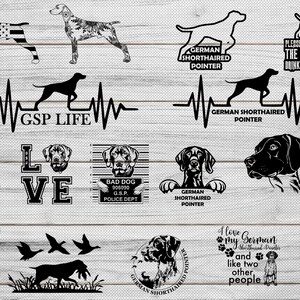 German Shorthaired Pointer GSP Package of 64 SVG Print or Cut Files for ...