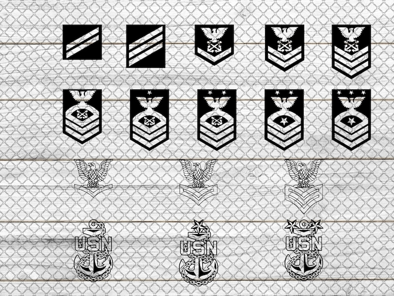US Navy - Rank Insignia Package Print / Cut Files for CNC, Cricut ...
