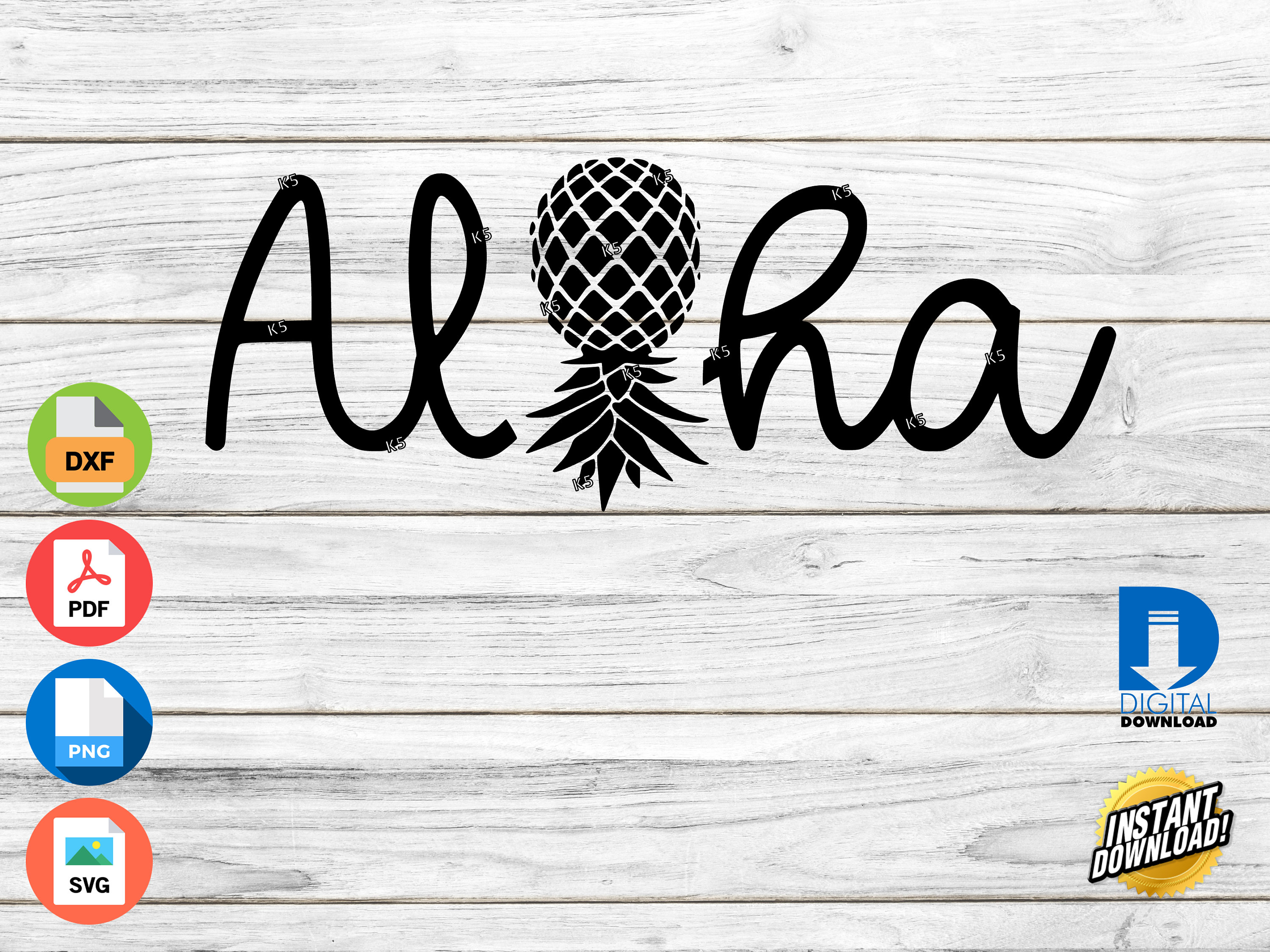 Aloha With Upside Down Swinger Pineapple Digital Print / Cut File CNC ...