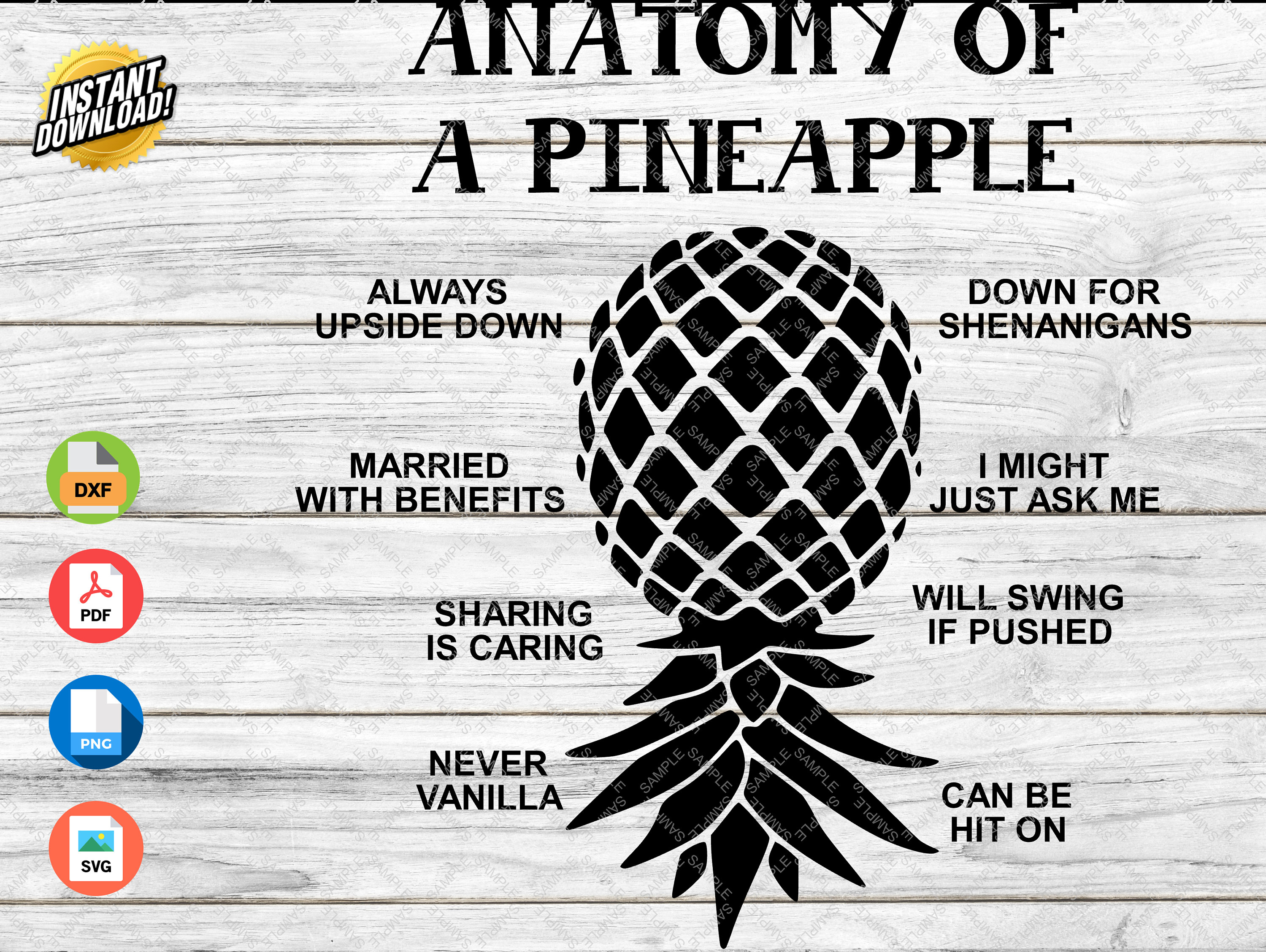 Upside Down Swinger Pineapple Anatomy of a Pineapple Digital File CNC ...