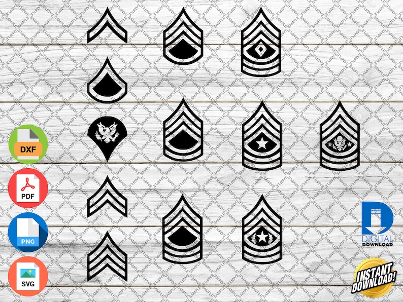 US Army Rank Insignia Package Print / Cut Files for CNC, Cricut ...