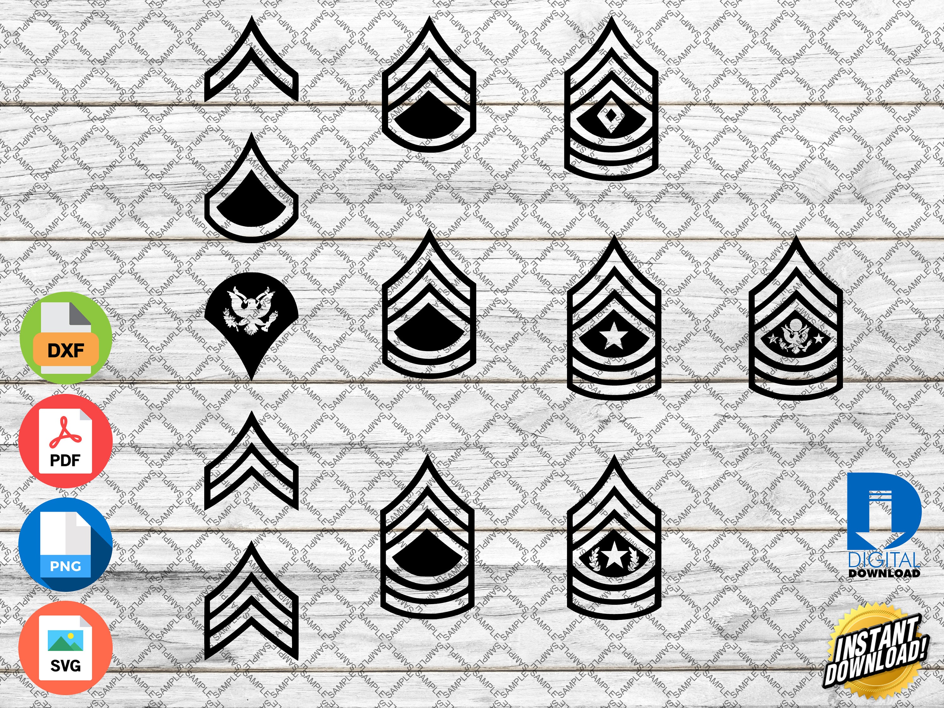 US Army Rank Insignia Package Print / Cut Files for CNC, Cricut ...