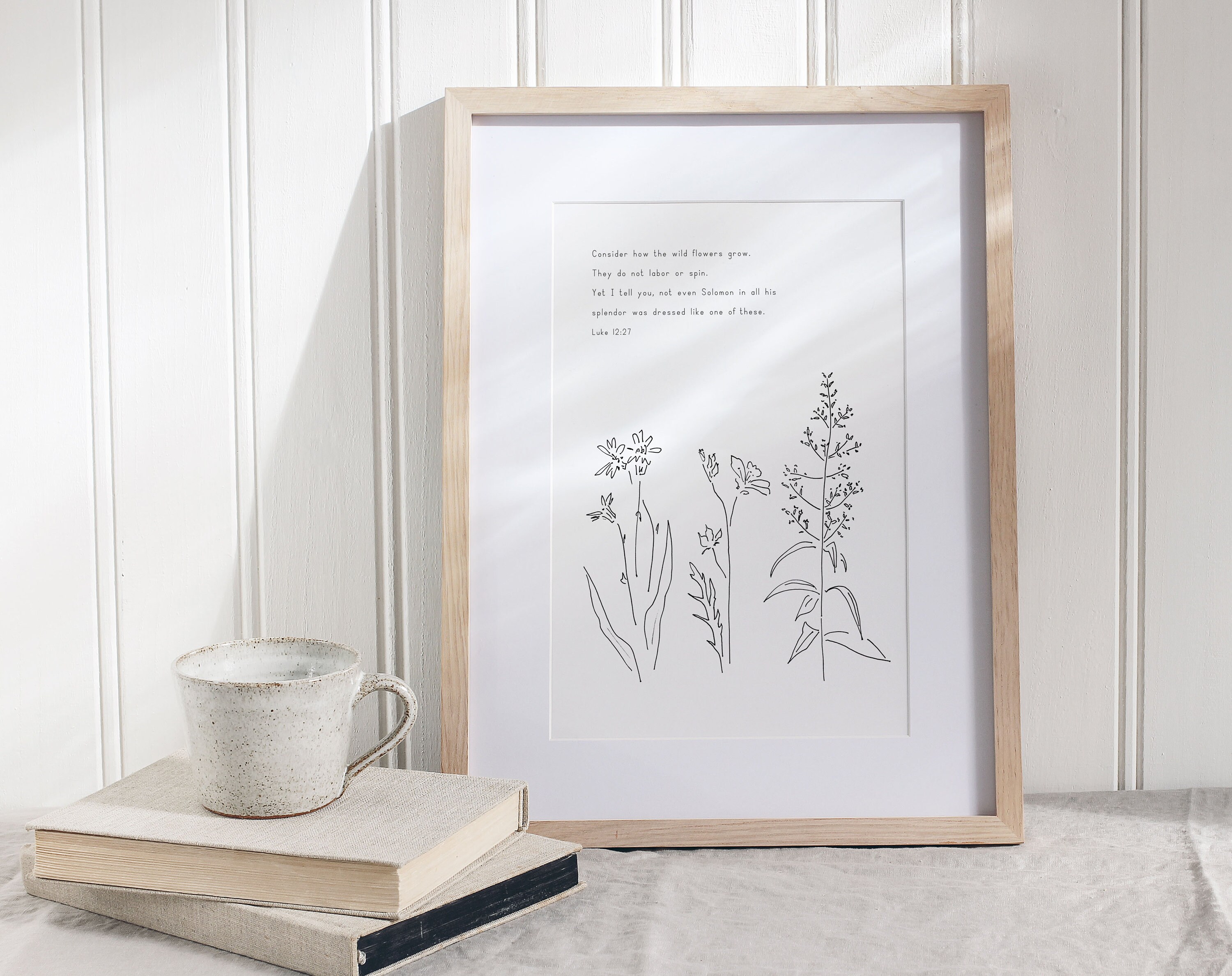 Luke 12:27 Bible Verse Print Wild Flowers Line Art Print - Etsy