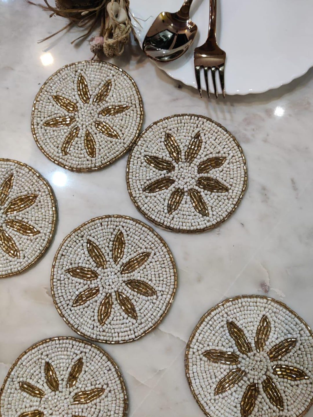 Handmade Beaded Coasters: Boho Drink Coaster Set of 6 (4x4 Inch) - Etsy
