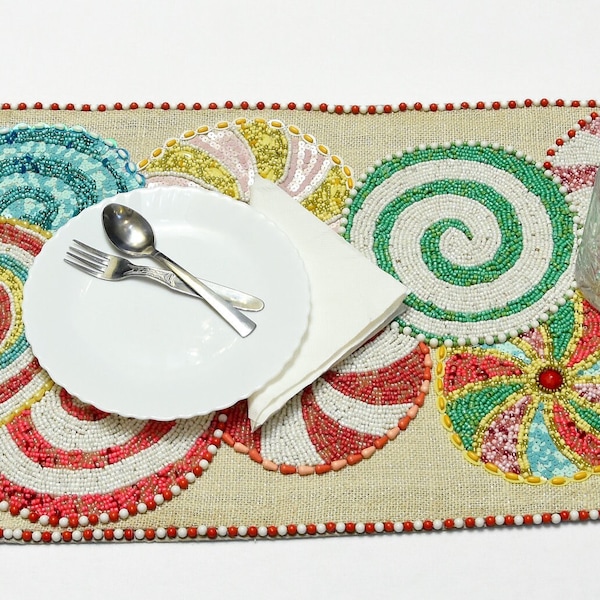 Beaded Heart Table Runner - Etsy