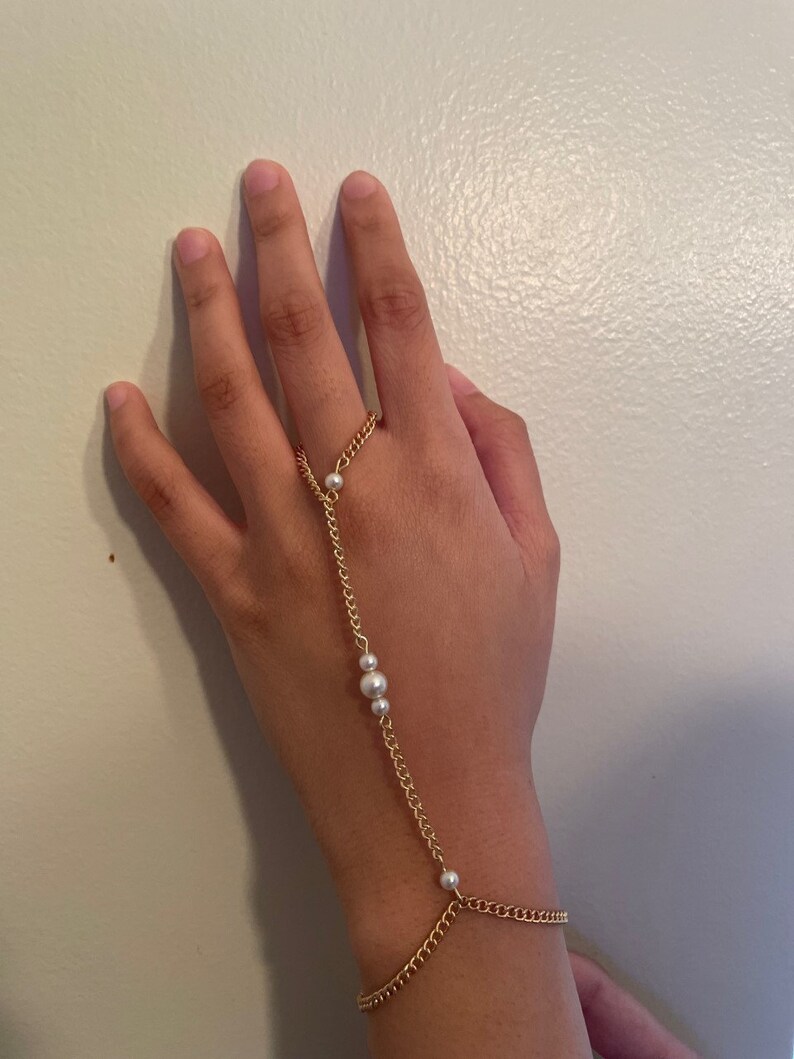 Handmade Preciosa Pearl Hand Chain: Adjustable Dainty Jewelry - Etsy