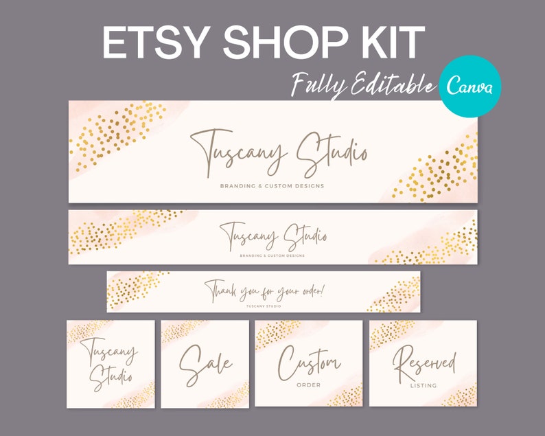 Etsy Banner, Pink Sparkle, Instant Download Template, Editable, Etsy ...