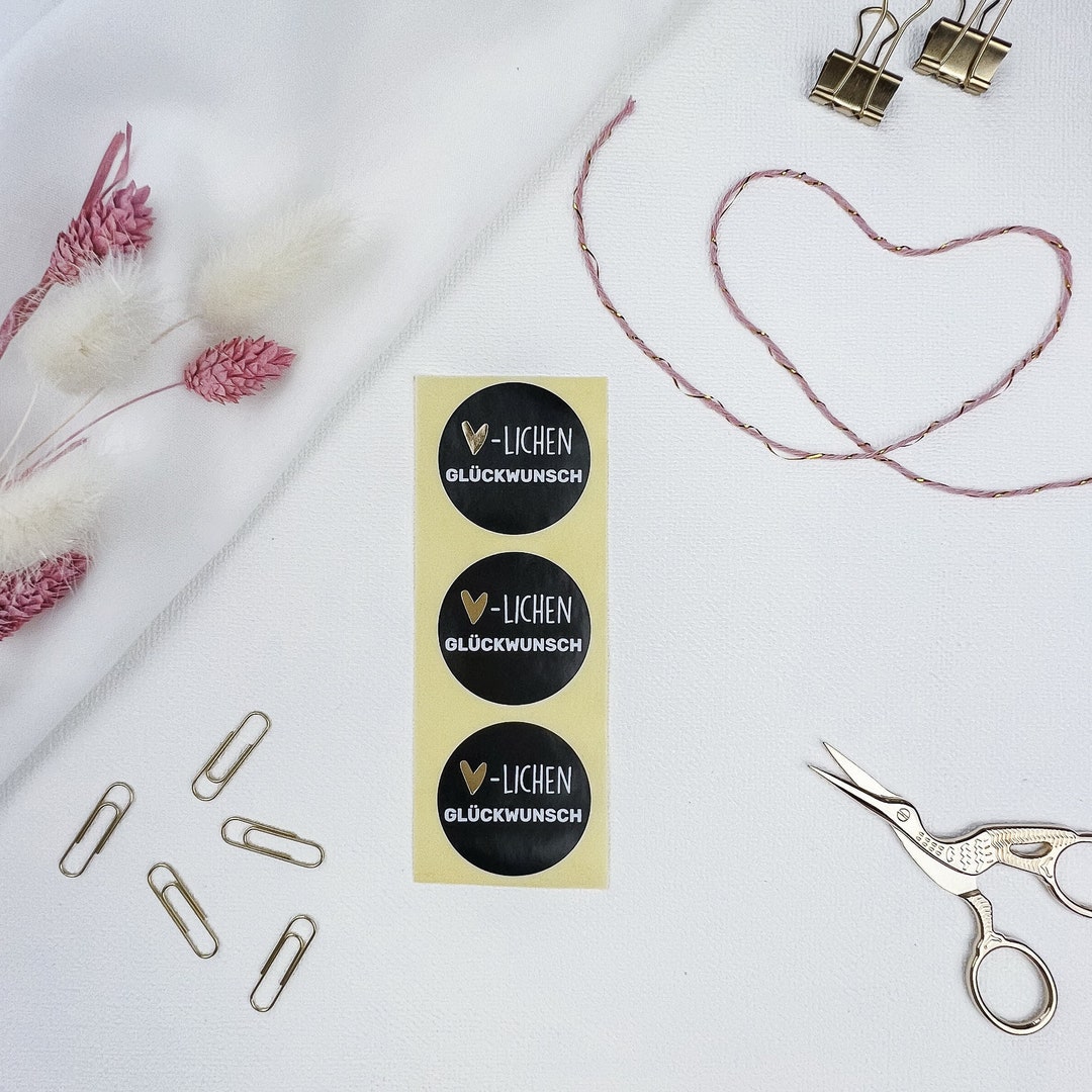 Sticker Sticker congratulations and Heart Refined With Gold Foil - Etsy