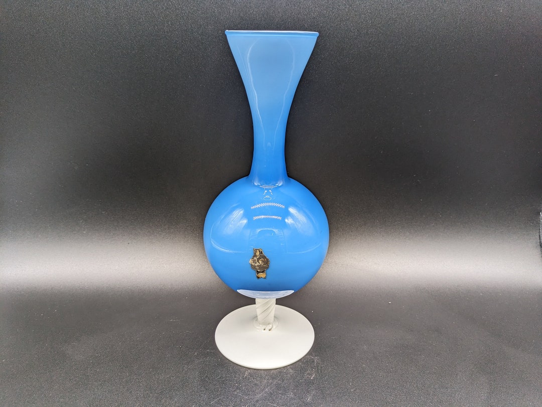 Opal Glass Florence Glass Vase Blue White Cased Glass Space Age Pop Art ...
