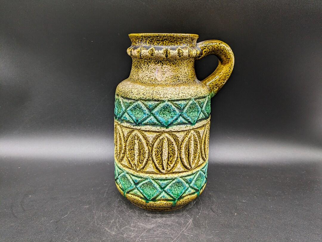 Bay 93 25 Vase Ceramic Ceramics Beige Turquoise West German Pottery ...