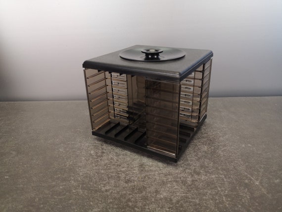 Cassette Cube MC Rack Storage Carousel Rotatable Shelf Black - Etsy