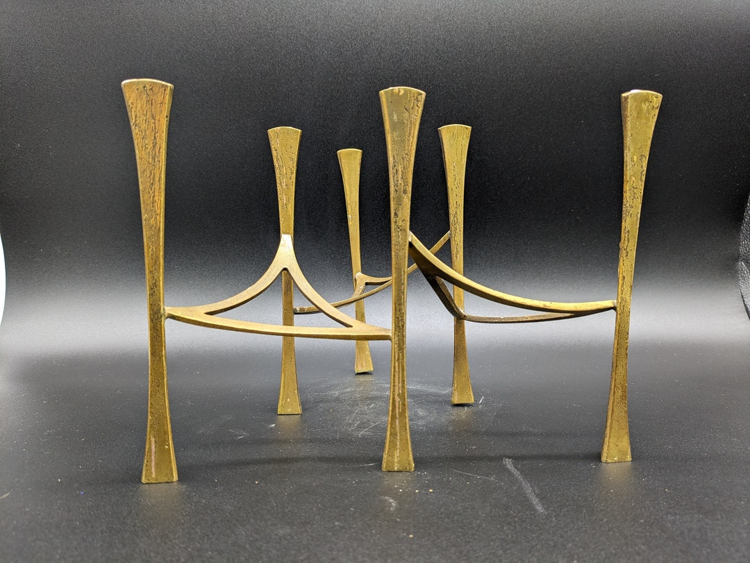Triangular Candlestick Candle Holder for 6 Candles Bronze Brutalist Mid ...
