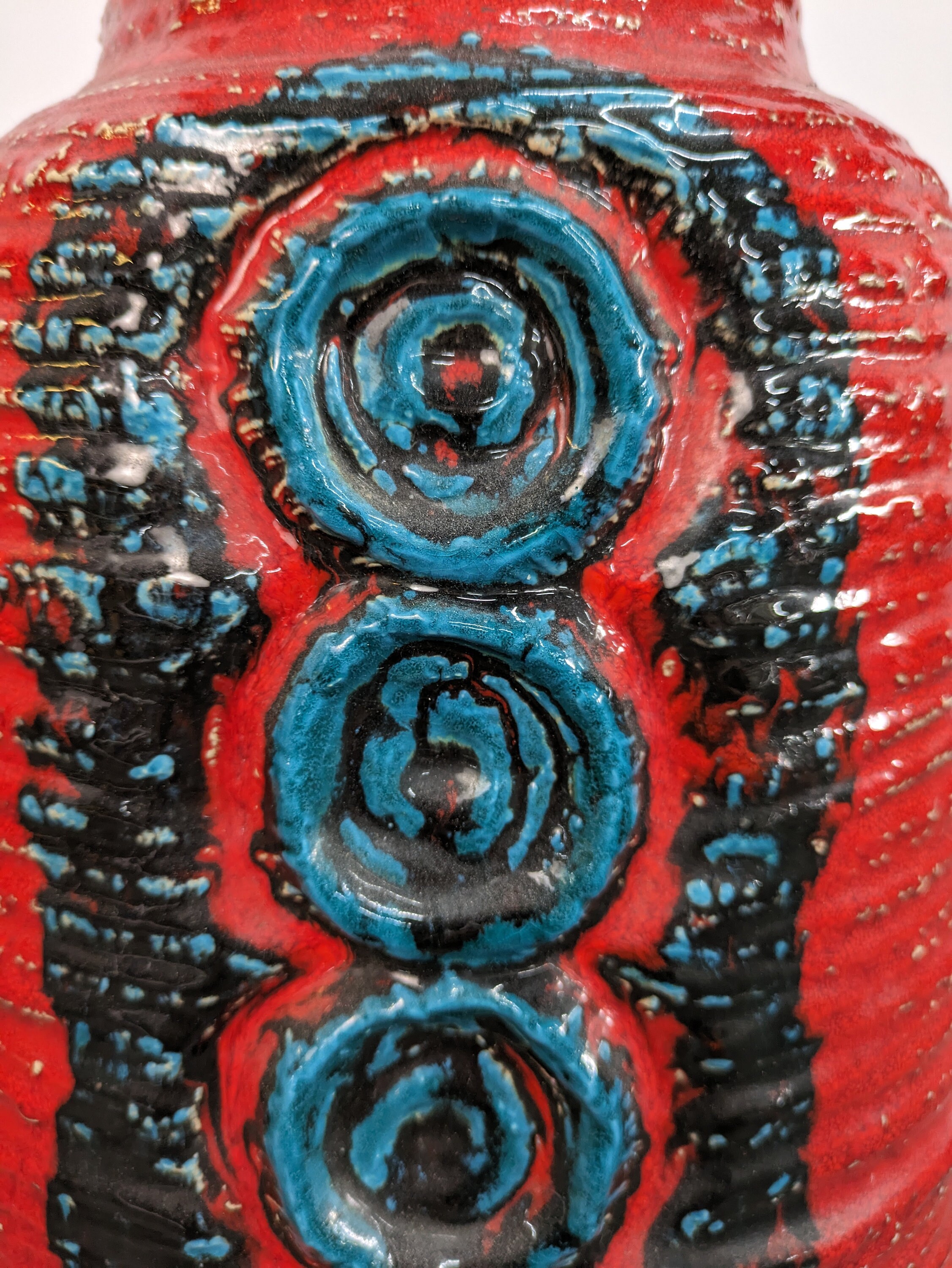 Jasba 1720-45 Vase Floor Vase Ceramic Red Blue West German Pottery ...