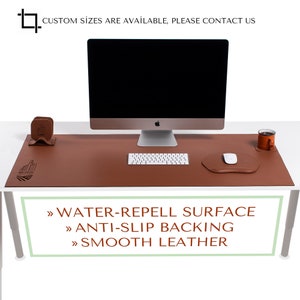 Leather Desk Mat | Custom Size Table Blotter | Premium Leather & Anti ...