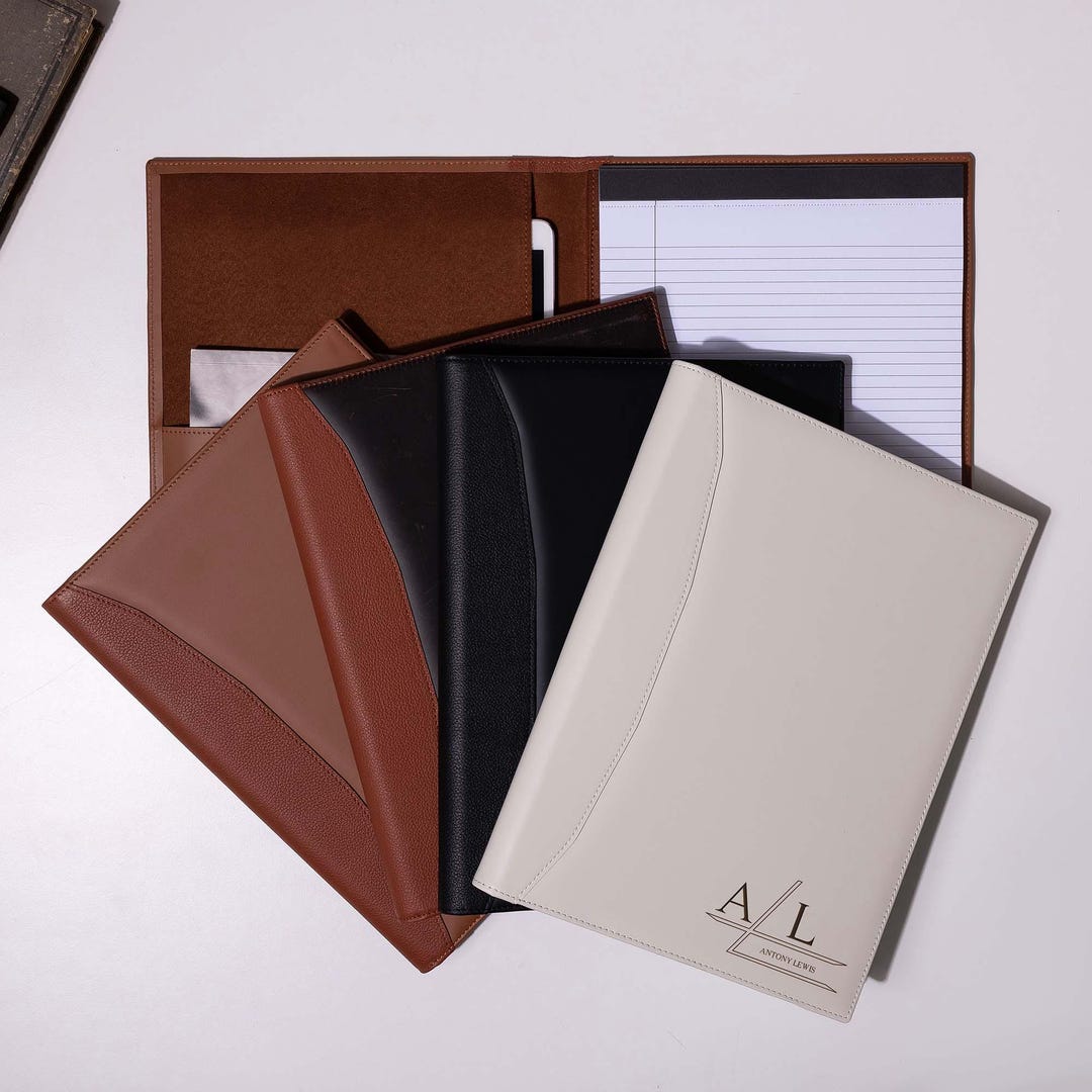 Premium A4 PADFOLIO | Personalized Top Grain LEATHER Business Portfolio ...