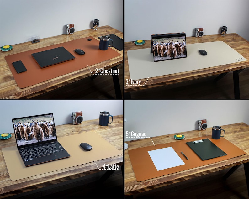 Personalized Leather Desk Mat, Large Desk Pad, Desk Protector, Laptop ...