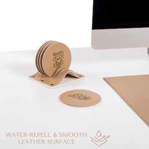 Custom Leather Coaster Set With Coaster Holder | Round-square-dodecagon ...