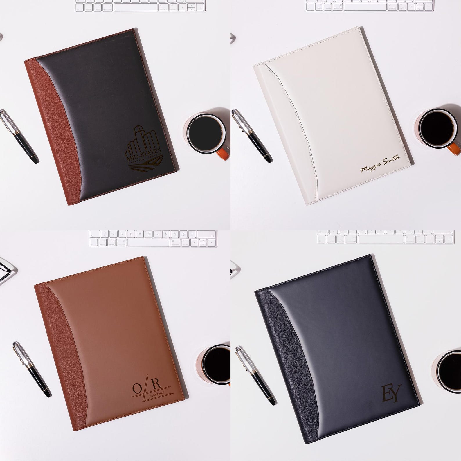 Premium A4 PADFOLIO | Personalized Top Grain LEATHER Business Portfolio ...
