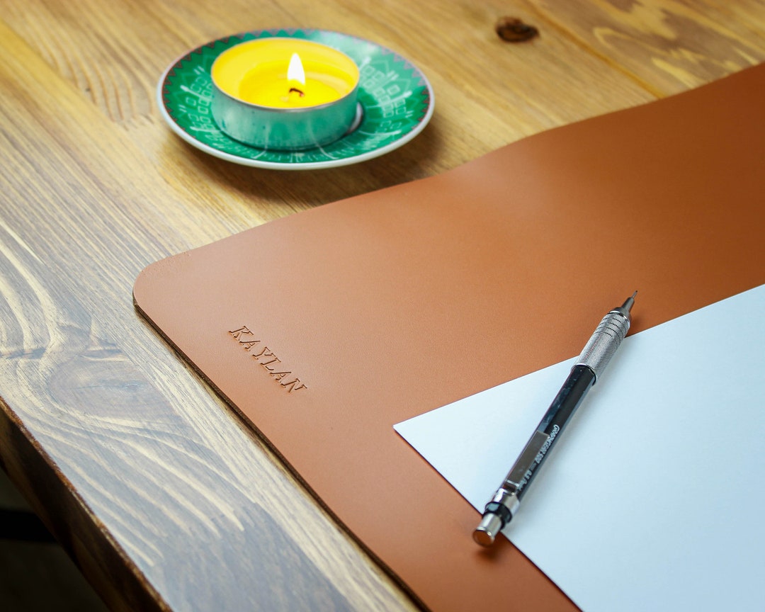 Personalized Leather Desk Mat, Large Desk Pad, Desk Protector, Laptop ...