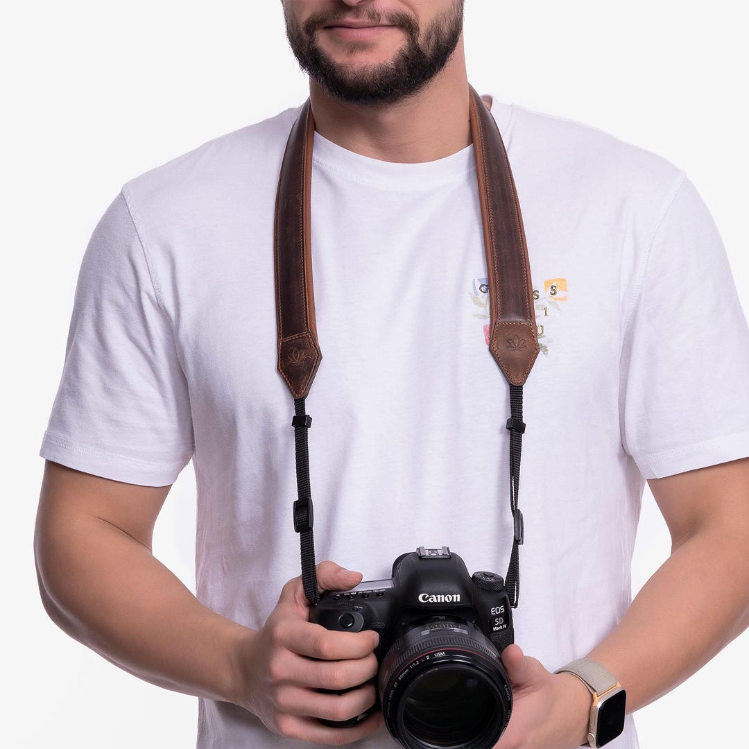 Personalized Leather Camera Strap, Custom Padded Cross Body Camera ...