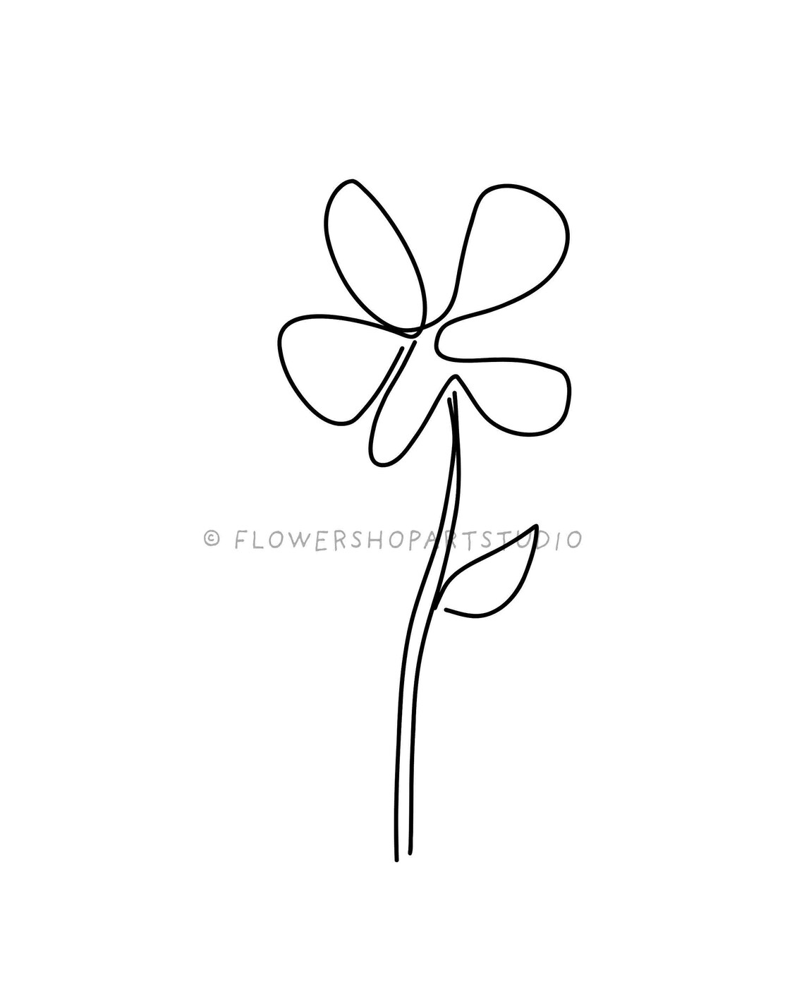 Set of 3 Flower Line Art Black and White Floral Trendy | Etsy