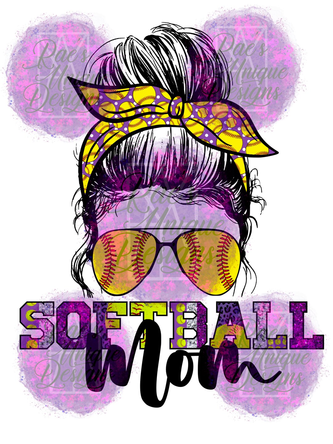 Purple Softball Mom Sublimation PNG - Etsy