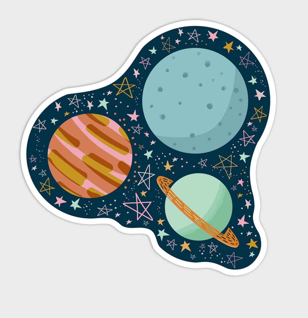 Space Planets and Stars Vinyl Sticker - Etsy